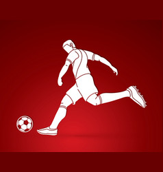 Soccer player kicking a ball action Royalty Free Vector