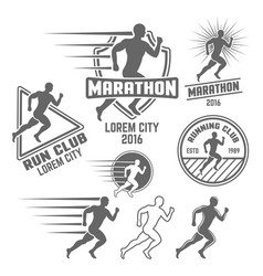 Set of run club labels emblems and design element Vector Image