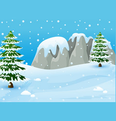 Cartoon winter landscape with snowy ground and Vector Image