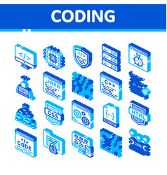 Coding system isometric icons set Royalty Free Vector Image