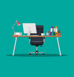 Office desk with computer Royalty Free Vector Image