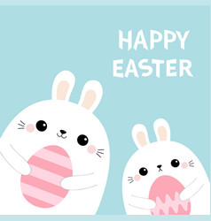 White bunny rabbit holding wall signboard cute Vector Image