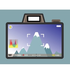 Digital camera working with diagrams Royalty Free Vector