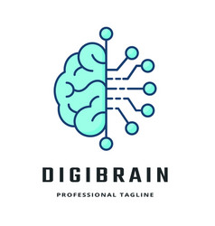 Digital brain logo Royalty Free Vector Image - VectorStock