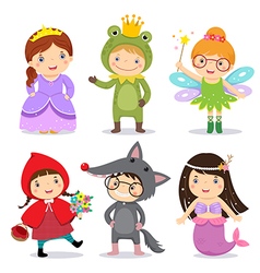 Cartoon cute kids in animal costumes set Vector Image