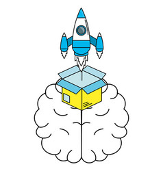 Idea brain working cartoon Royalty Free Vector Image