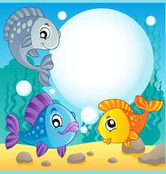 Cute frame with fishes and bubbles Royalty Free Vector Image