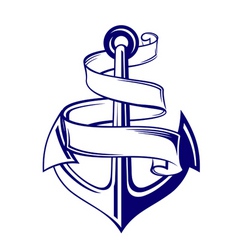 Nautical anchor with rope and ribbon Royalty Free Vector
