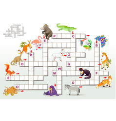 Learn french crossword puzzle game with animals Vector Image