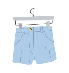 Denim clothing jeans garments hanging on hanger Vector Image