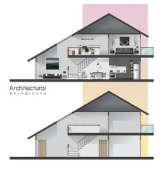 Duplex cross section - mansarda living Royalty Free Vector