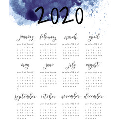 2020 spanish calendar template year planner Vector Image