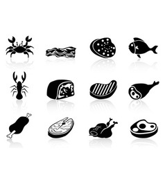 Healthy food set with seafood fish meat eggs Vector Image