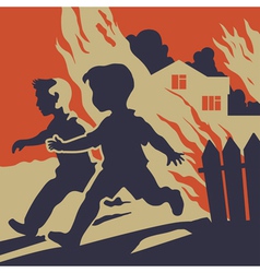 Children running in neighborhood Royalty Free Vector Image