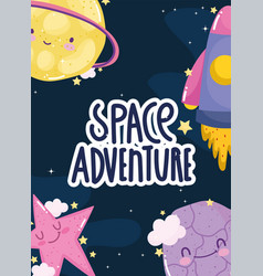 Space adventure launch spaceship explore planets Vector Image