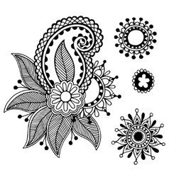 Black line art ornate flower design collection Vector Image