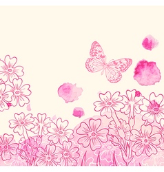 Abstract floral background with pink flowers Vector Image