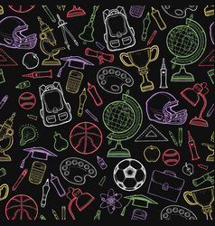 Chalkboard school seamless pattern Royalty Free Vector Image
