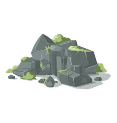 Rock pile broken stone mountain cartoon element Vector Image