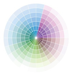 24 parts color wheel with numbers cmyk amount Vector Image