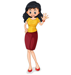 Happy woman standing on white background Vector Image