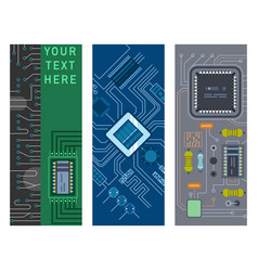 Computer ic chip template microchip brochure Vector Image