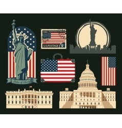 Set of stamps with architectural historical sites Vector Image