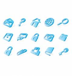 Computer keyboard on table illuminated by blue Vector Image