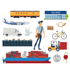 Delivery man postman courier post stick figure Vector Image