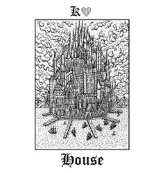 House castle tarot card from lenormand gothic Vector Image