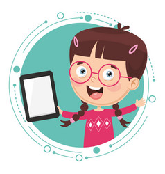 Kid using tablet pc Royalty Free Vector Image - VectorStock