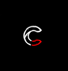 Grunge white red black alphabet letter c logo Vector Image