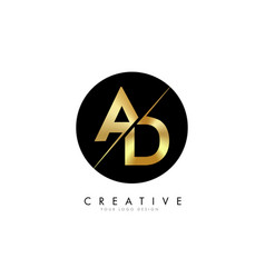 Ad a d white and pink letter logo with swoosh Vector Image