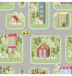 Cartoon map seamless pattern with houses and roads
