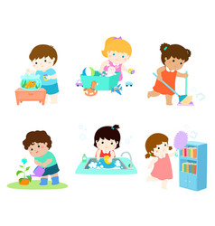Kids do housework set Royalty Free Vector Image