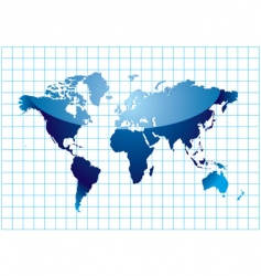 World map with coordinate grid Royalty Free Vector Image
