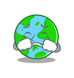 Crying world globe character cartoon Royalty Free Vector