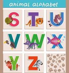 Animal alphabet u v and w Royalty Free Vector Image