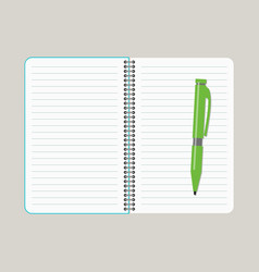 Notepad with a green cover and with a binding Vector Image