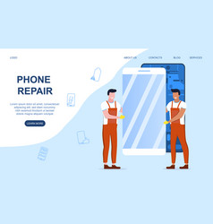 Mobile service center cartoon character set flat Vector Image