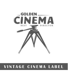 Cinema labels set badges with black pictures at Vector Image
