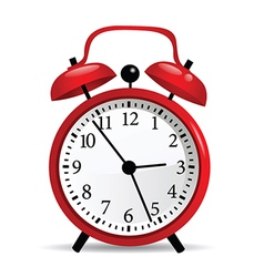 Red classic alarm clock with bell Royalty Free Vector Image