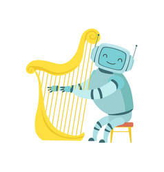 Cute robot musician playing banjo musical Vector Image