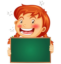 Blank sign template with cute girl on white Vector Image