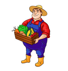 Farmer character cartoon cute fat man in Vector Image