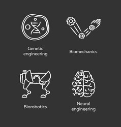 Bioengineering linear icons set genetic Royalty Free Vector