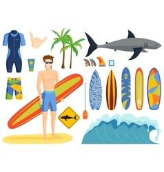 Surfing set Royalty Free Vector Image - VectorStock