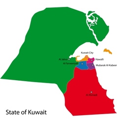 Cartoon kuwait map icon in comic style Royalty Free Vector