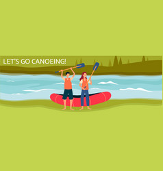 Lets go canoeing banner or poster template Vector Image