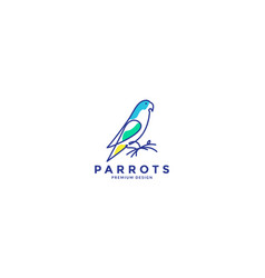 Bird lines art colorful parakeet logo symbol Vector Image